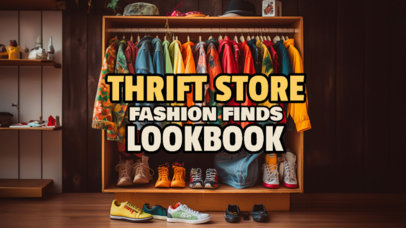 Placeit - YouTube Thumbnail Template for a Thrift Store Fashion Finds Vlog