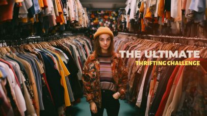 Placeit - Thrifting Challenge YouTube Thumbnail Template for Fashion ...