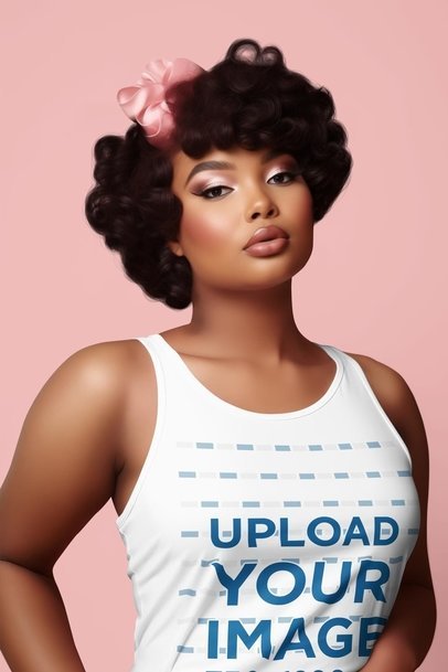 Placeit - Tank Top Mockup of an AI-Created Woman Featuring a Coquette ...