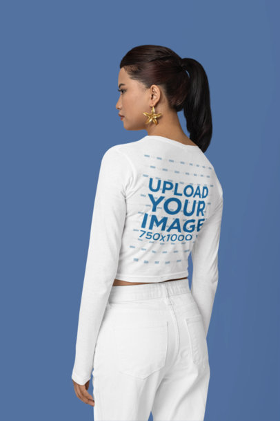 Placeit - Back-View Mockup of a Woman Wearing a Long-Sleeve Crop Top ...