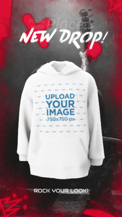 Placeit - Pullover Hoodie Video Featuring a Concert Merch Ad
