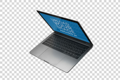 Placeit - Left Upper View Mockup of a Semi-Open MacBook