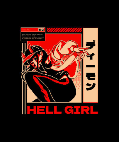 Placeit - T-Shirt Design Maker With a Pixel Anime Art Theme