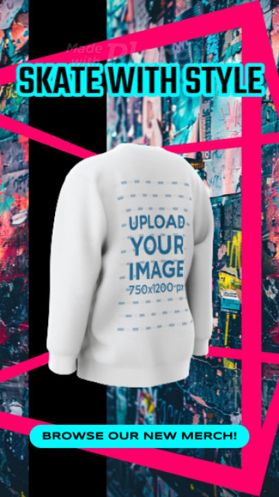 Placeit - Video of a Spinning 3D Crewneck Sweatshirt for a Skater ...