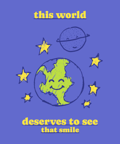 Placeit - T-Shirt Design Generator Featuring Smiling Planet Doodles