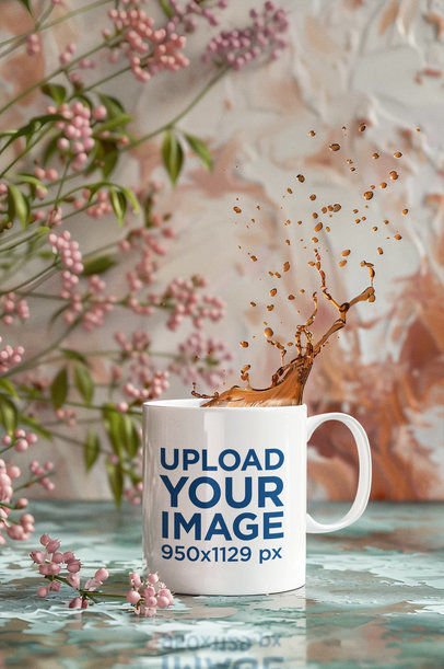 Placeit - Mockup of an AI-Created Mug with Splashing Coffee