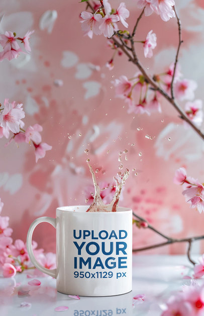 Placeit - Coffee Mug Mockup Featuring Splashing AI-Created Pink Tea ...