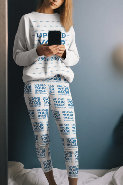 Placeit - Sweatshirt and Leggings Mockup Featuring an AI-Created Woman ...