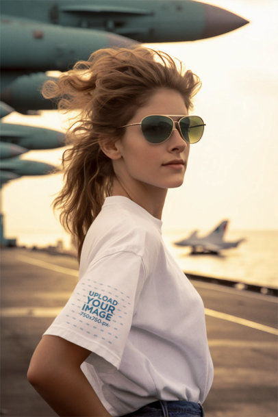 Placeit - AI-Created Mockup of a Female Pilot Inspired by a 90s Movie ...