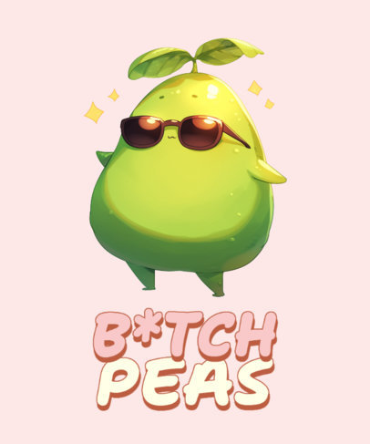 Placeit - T-Shirt Design Template Featuring a Cool Kawaii Pea Illustration