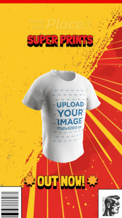 Placeit - T-Shirt Video for an Irreverent Superhero-Inspired Collection Ad