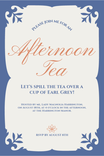Placeit - Elegant Invitation Template for an Afternoon Tea Inspired by ...