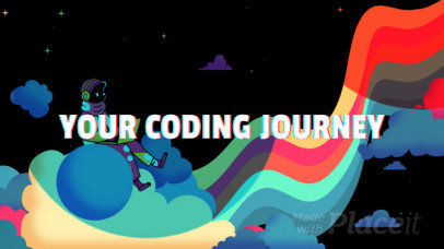 Placeit - Intro Video Generator with a Wavy Rainbow for a Web Coding Learning Tutorial