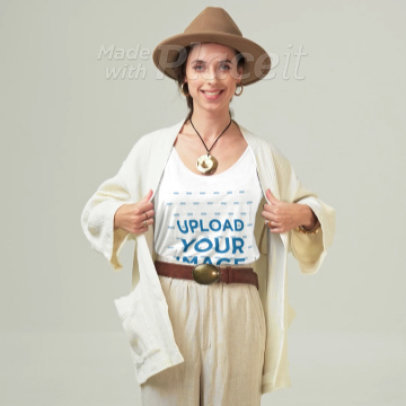 Placeit - Tank Top Video Featuring a Woman in a Boho-Styled Outfit