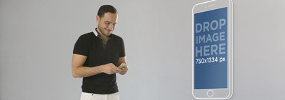 Placeit - Mockup of a Man Using his iPhone 6 Over Gray Backdrop and ...