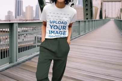 Placeit - Round-Neck T-Shirt Mockup Featuring an AI-Generated Woman ...