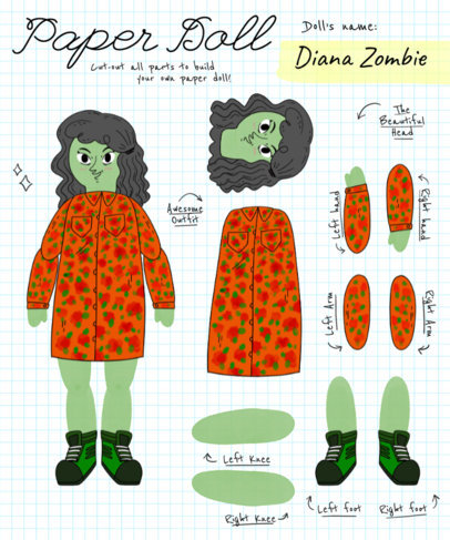 Placeit - Zombie Paper Doll Tee Design Maker