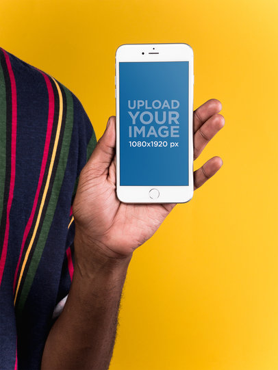 Placeit - Mockup of a Silver iPhone 8 Plus Held by a Man Wearing a ...