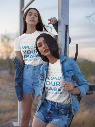 Placeit - Mockup Featuring Two Young Female Models Posing with a T ...