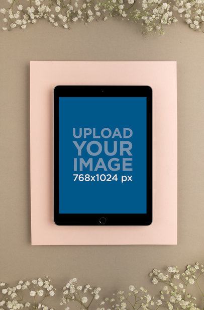 Placeit - Mockup of an iPad Surrounded by Pretty Flowers