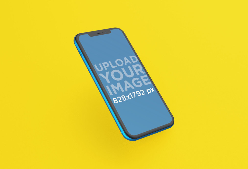 Placeit - Mockup Featuring an Angled View of a Blue iPhone 11