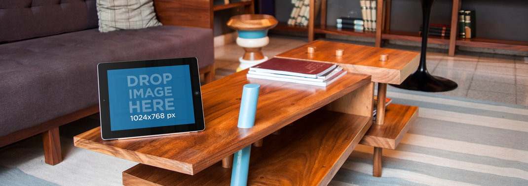 Placeit - iPad Sitting on Top of a Coffee Table at a Contemporary ...