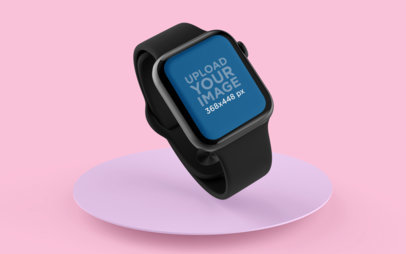 Placeit - Mockup of an Apple Watch Floating Over a Round Surface with ...
