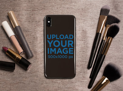 Placeit - Sticker Mockup of a Phone Surrounded by Makeup Tools