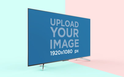 Placeit - TV Mockup Featuring a Flat Screen with a Bicolor Background