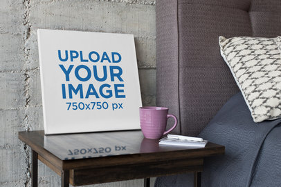 Placeit - Mockup of an Art Canvas on a Wooden Table