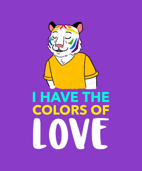 Placeit - LGBTQ Love T-Shirt Design with a Tiger Cartoon