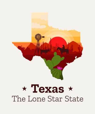 Placeit - T-Shirt Design Template of Texas with Western Background