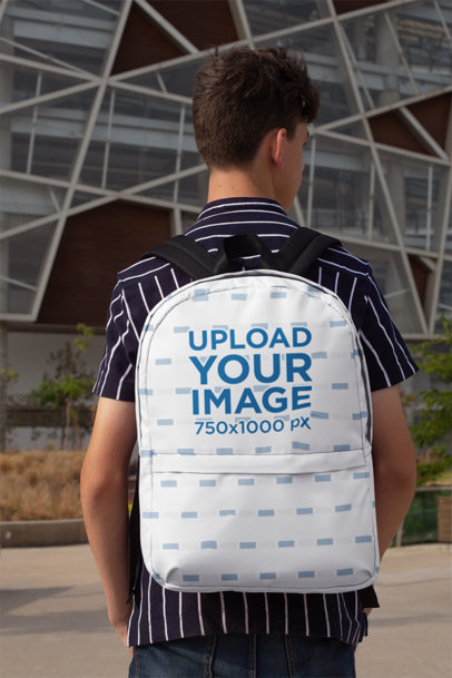 Placeit - Mockup of a Kid with a Backpack Walking to School