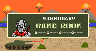 Placeit - Twitch Banner Creator with an 8-Bit Warrior Character