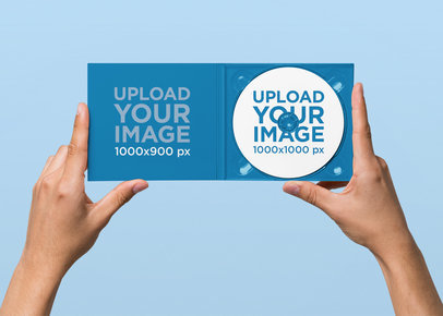 Placeit - Minimal Digipak Mockup Featuring a Solid Color Backdrop