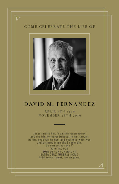Placeit - Funeral Program Template with a Funeral Bible Scripture