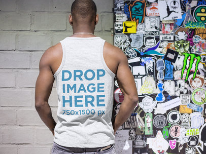 Placeit - Back of a Man Wearing a Tank Top While in a Subway Station