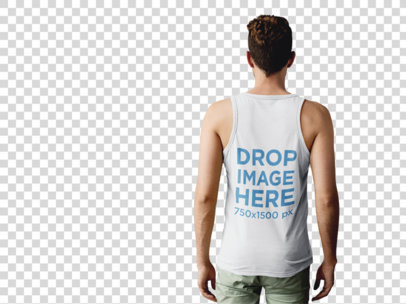 Placeit - Back of a Man Wearing a Tank Top Mockup at a Photo Studio