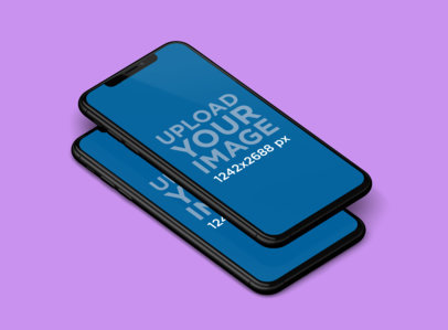 Placeit - Mockup Featuring Two Overlapping iPhones 11 Pro Max and a ...