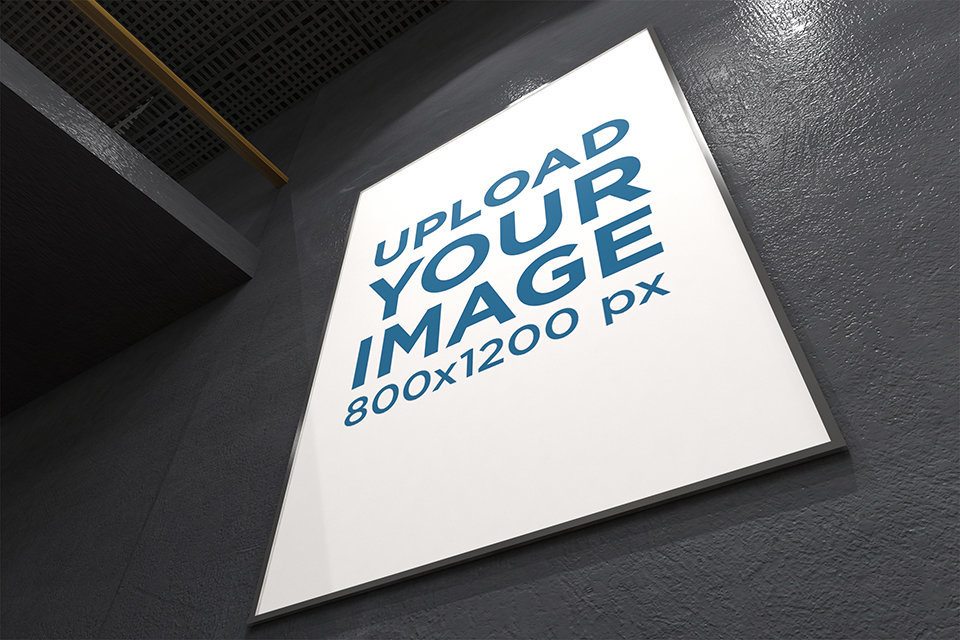Placeit - Mockup of an Exhibition Poster Frame in a Tilted Shot