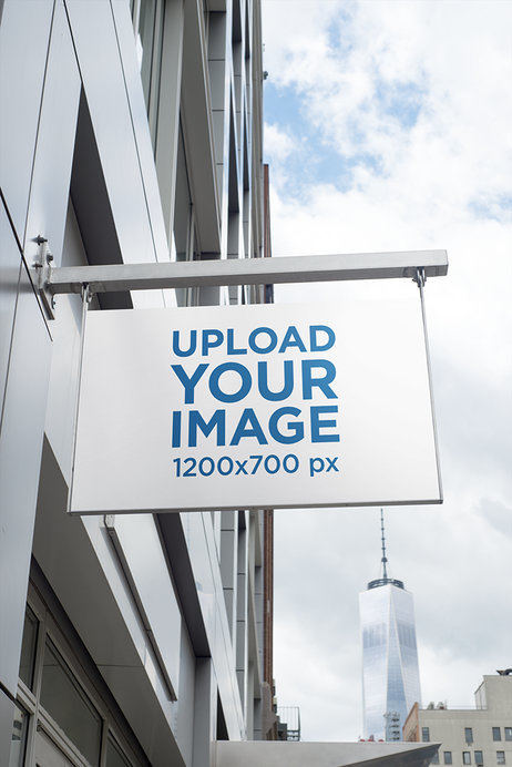 Placeit - Store Sign Mockup in a City Scenario Featuring a Building in ...