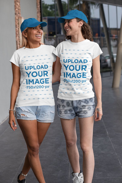 Placeit - Mockup of Two Best Friends Wearing Matching T-Shirts in the ...