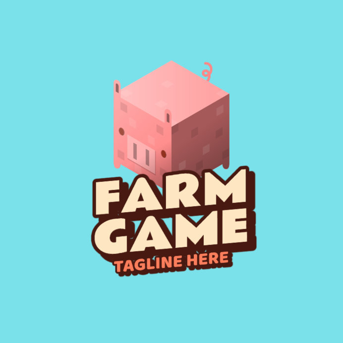 Placeit - Gaming Logo Template Featuring Minecraft-Inspired Farm Animals