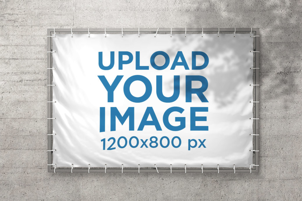 Placeit - Mockup of a Horizontal Banner Placed on a Concrete Wall