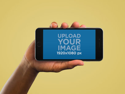 Placeit - Black iPhone 6 in Landscape Position Over Transparent ...