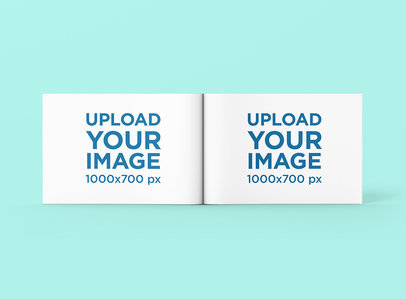 Placeit - Mockup of an Open Horizontal Magazine Against a Solid Color ...