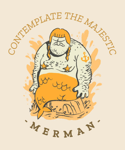 Placeit - T-Shirt Design Generator with a Hilarious Mermaid Man Graphic