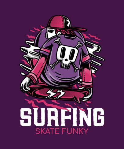 Placeit - Street Art-Style T-Shirt Design Maker Featuring a Goth Surfer