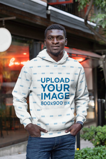 Placeit - Sublimated Pullover Hoodie Mockup Featuring a Man with Short Hair