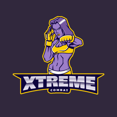Placeit - Sports Logo Generator Featuring an Aggressive Female MMA Fighter